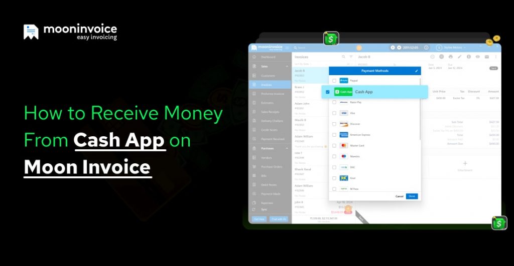 How to Receive Money From Cash App on Moon Invoice