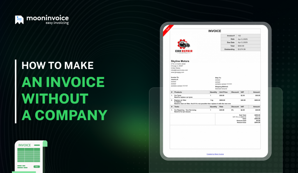 How to Make an Invoice Without a Company - Moon Invoice